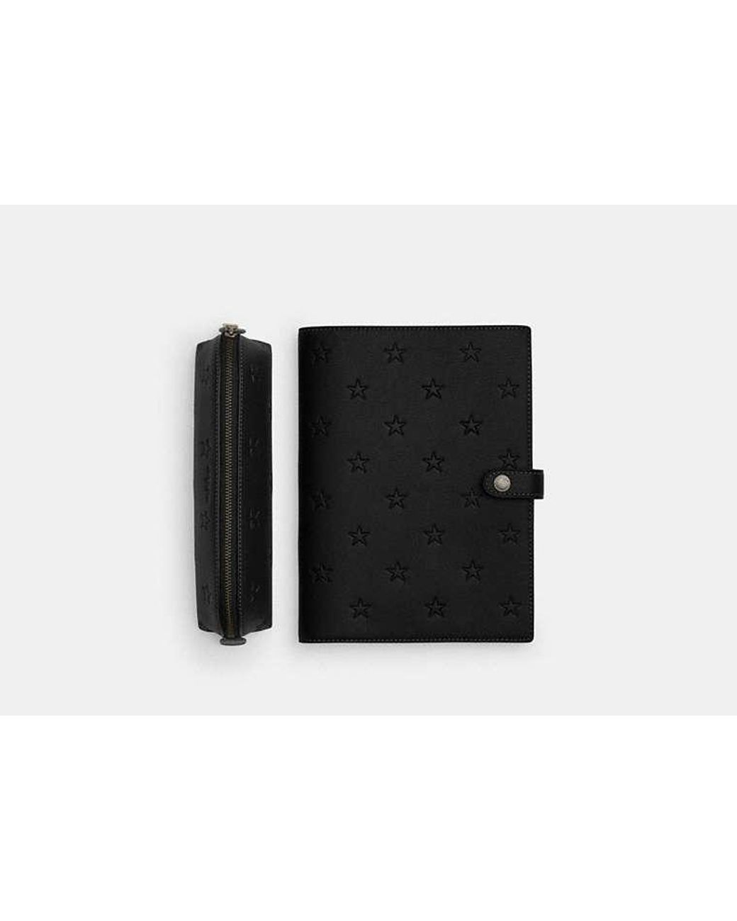 COACH Boxed Notebook And Pencil Case Set With Star Print in Black for ...