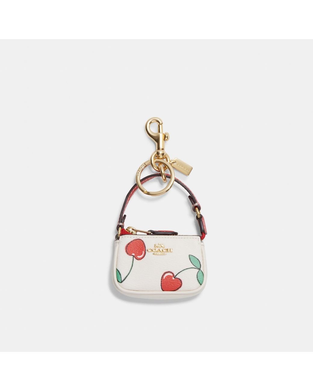 Coach Outlet Mini Nolita Bag Charm With Heart Cherry Print in White | Lyst