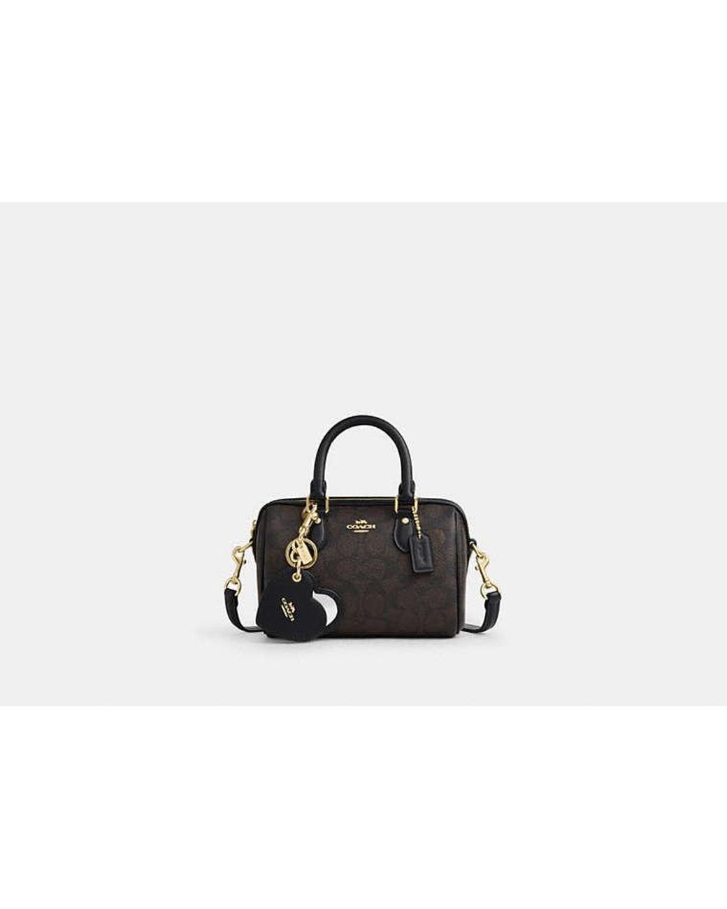 COACH Boxed Mini Rowan Crossbody Bag And Mirror Bag Charm Set in Black ...