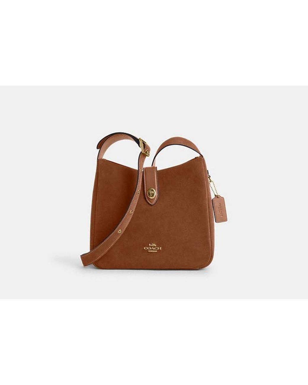 COACH Hadley Convertible Crossbody Bag In Suede in Brown | Lyst
