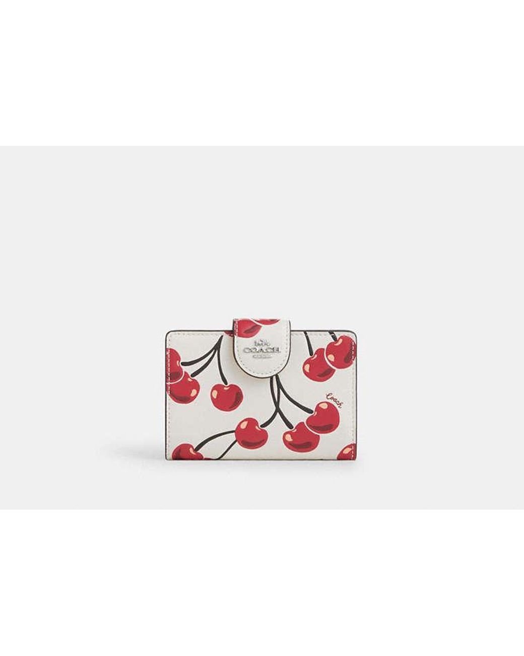 COACH Medium Corner Zip Wallet With Cherry Print in Black | Lyst