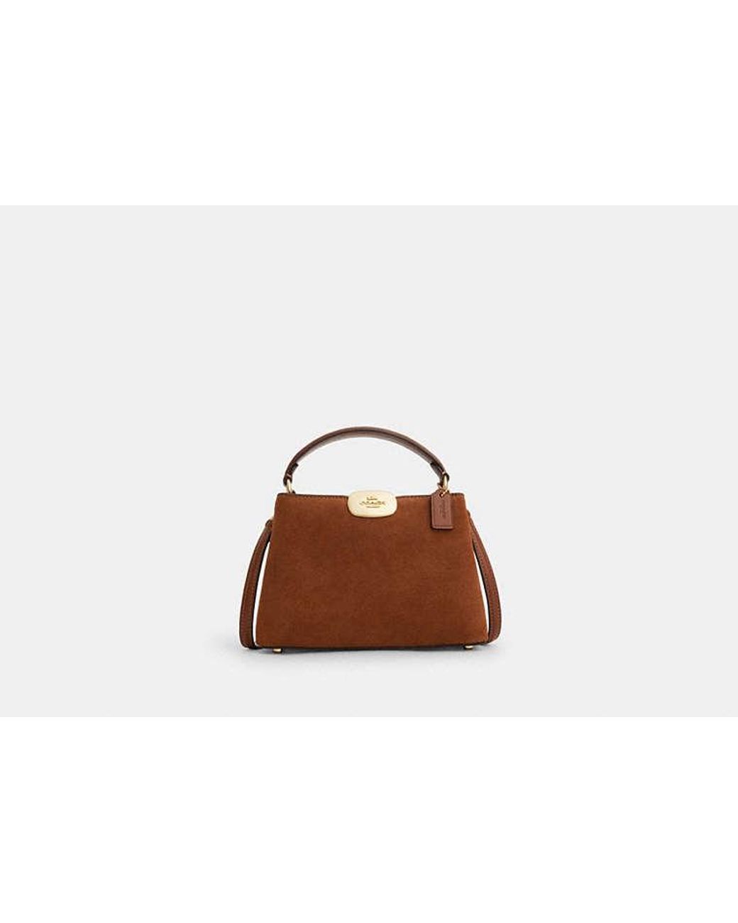 COACH Eliza Mini Carryall Bag In Suede in Brown | Lyst