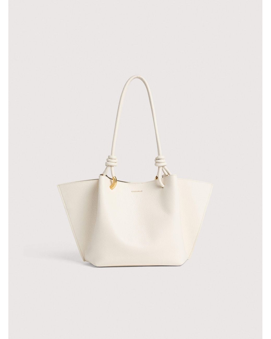 Coccinelle Grained Leather Tote Bag Finn Medium in Natural | Lyst