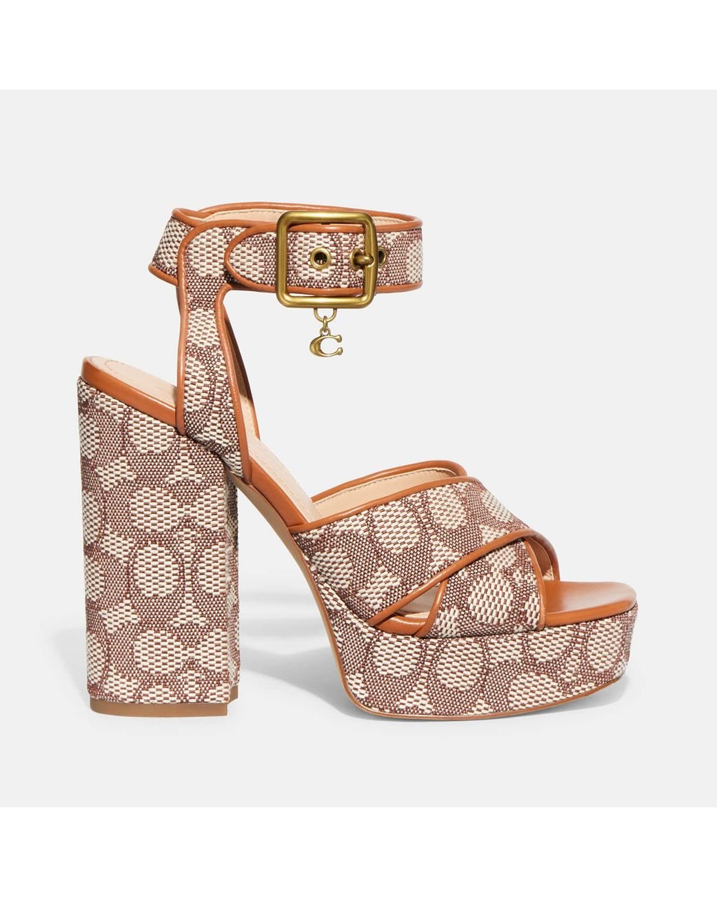COACH Nelly Jacquard Platform Sandals in Pink | Lyst