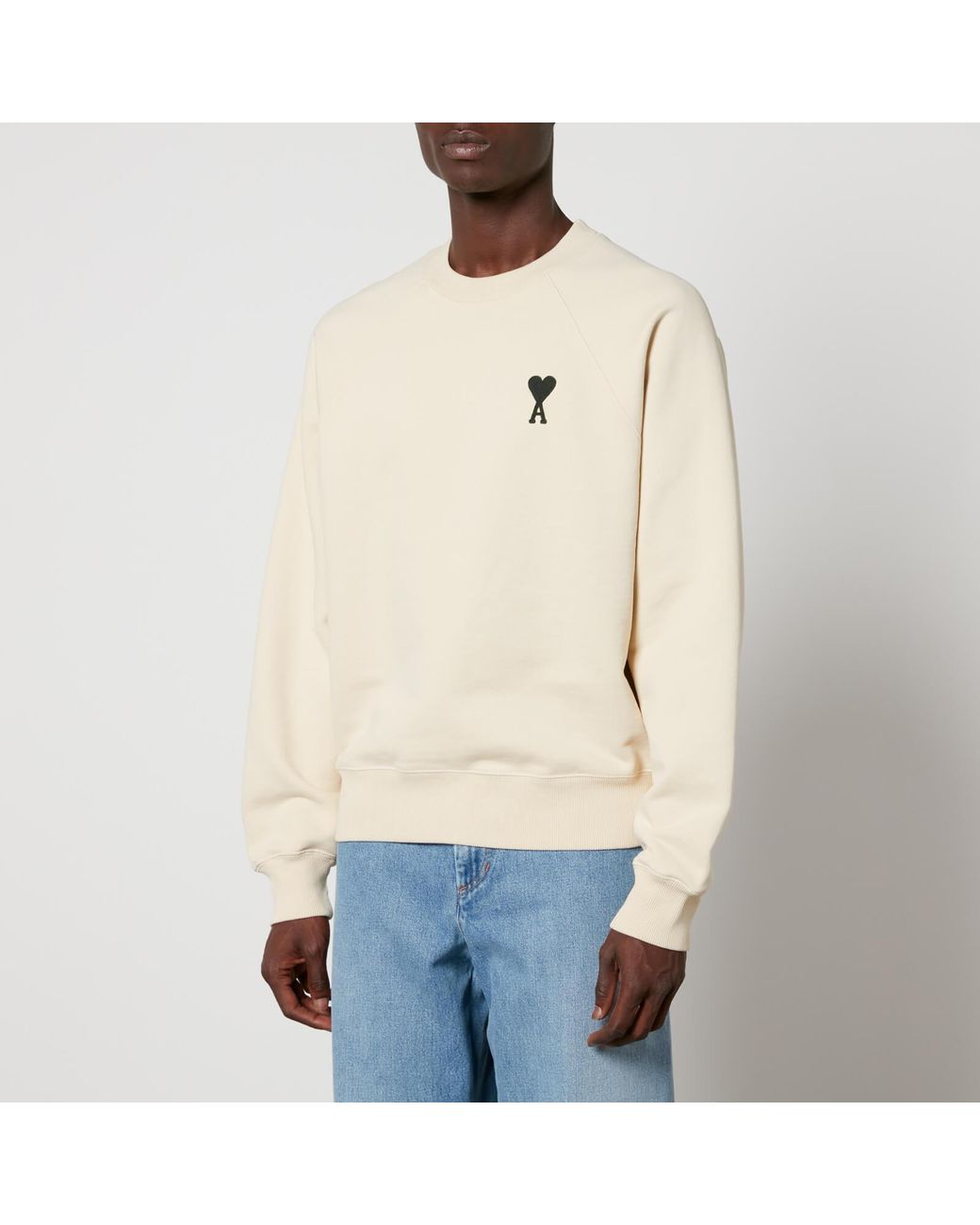 AMI x Coggles De Coeur Cotton-Jersey Sweatshirt in Natural for Men | Lyst