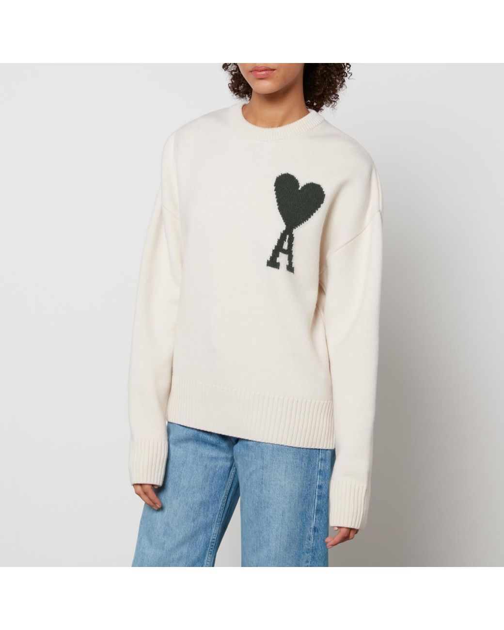 AMI x Coggles De Coeur Wool Jumper in White | Lyst