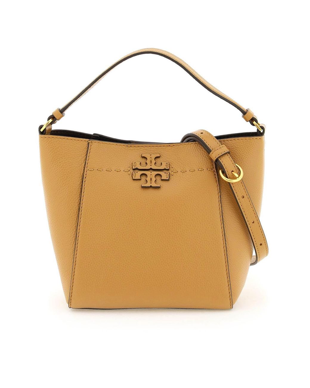 Tory Burch Grained Leather Mcgraw Bucket Bag in Brown | Lyst UK