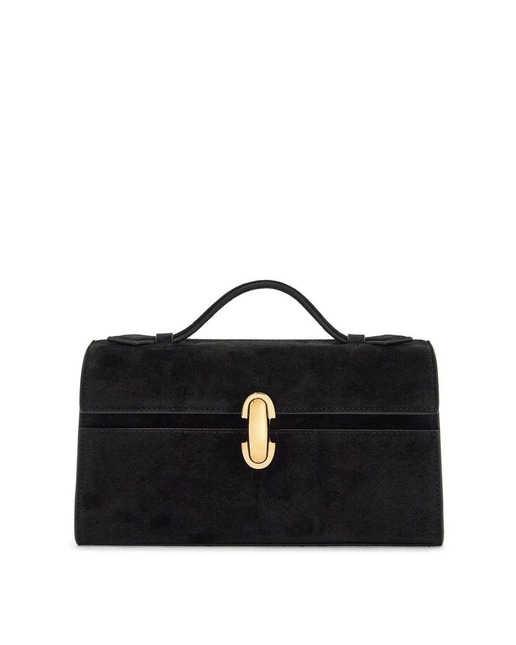 SAVETTE Pochette Symmetry Suede With Golden Details in Black | Lyst