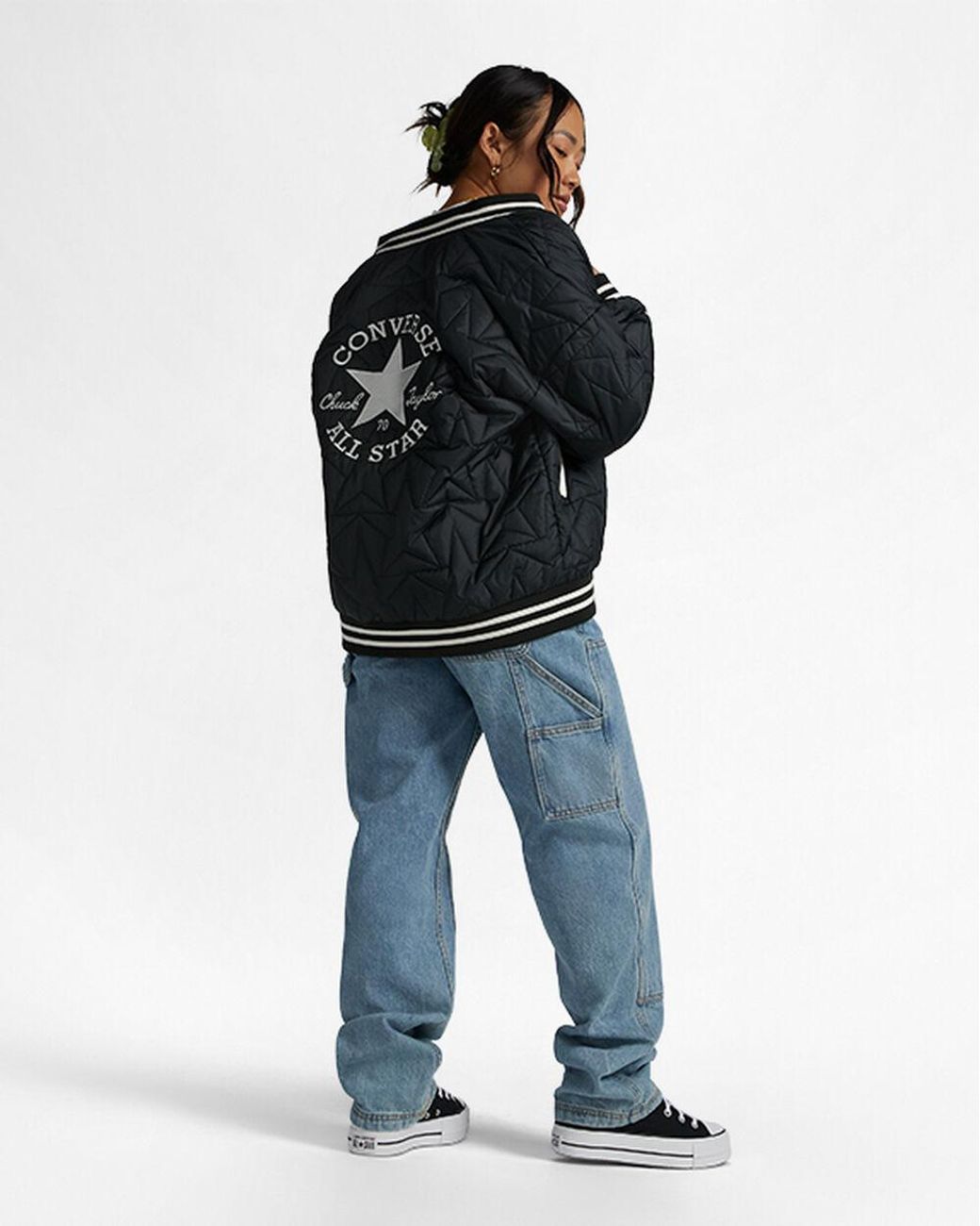 Converse Padded Baseball Jacket in Black Lyst UK
