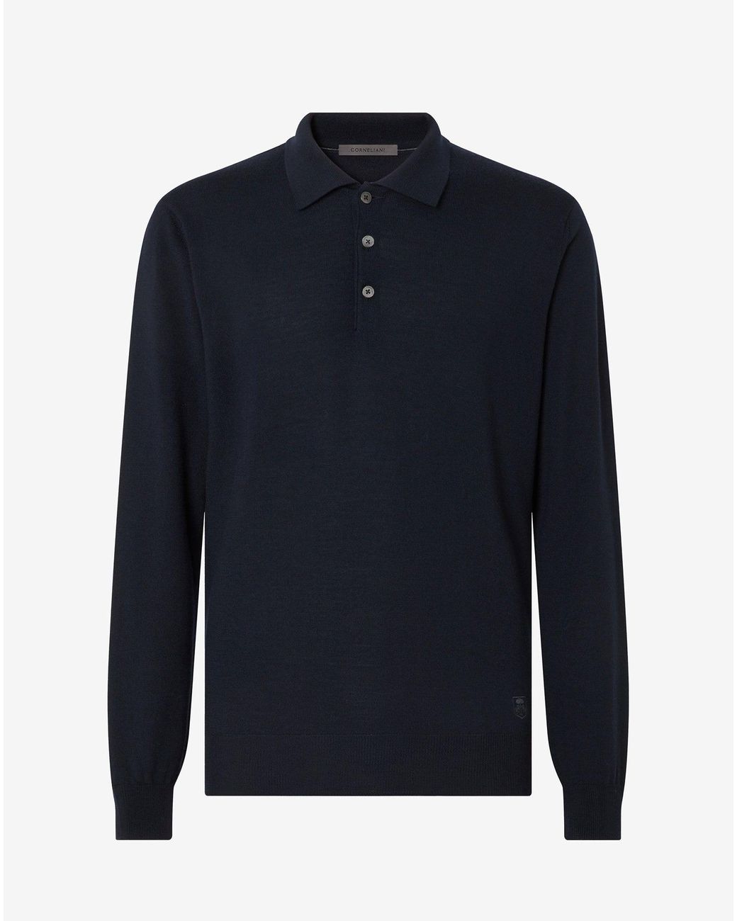 Corneliani Button-Up Extra Fine Merino Wool Polo Shirt in Blue for Men ...