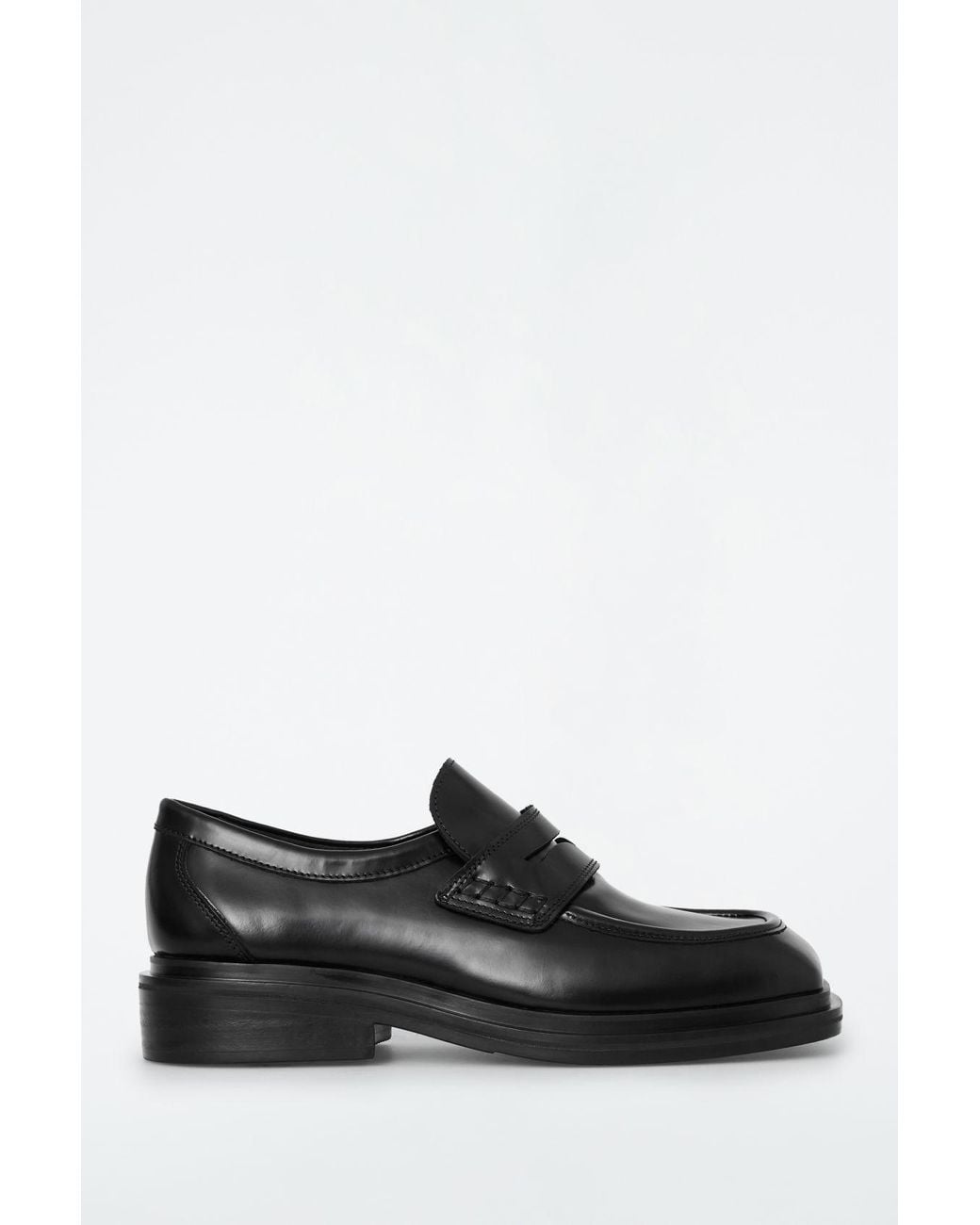 COS Chunky Square-toe Leather Loafers in Black | Lyst