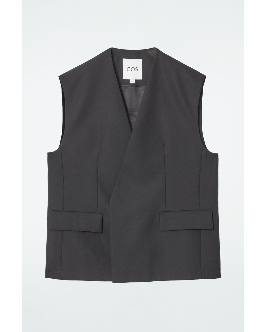 COS Longline Wool-blend Twill Waistcoat in Black | Lyst