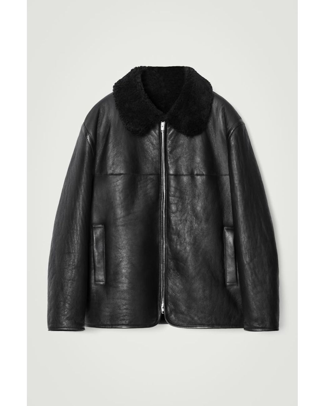 COS Shearling Flight Jacket in Black for Men | Lyst