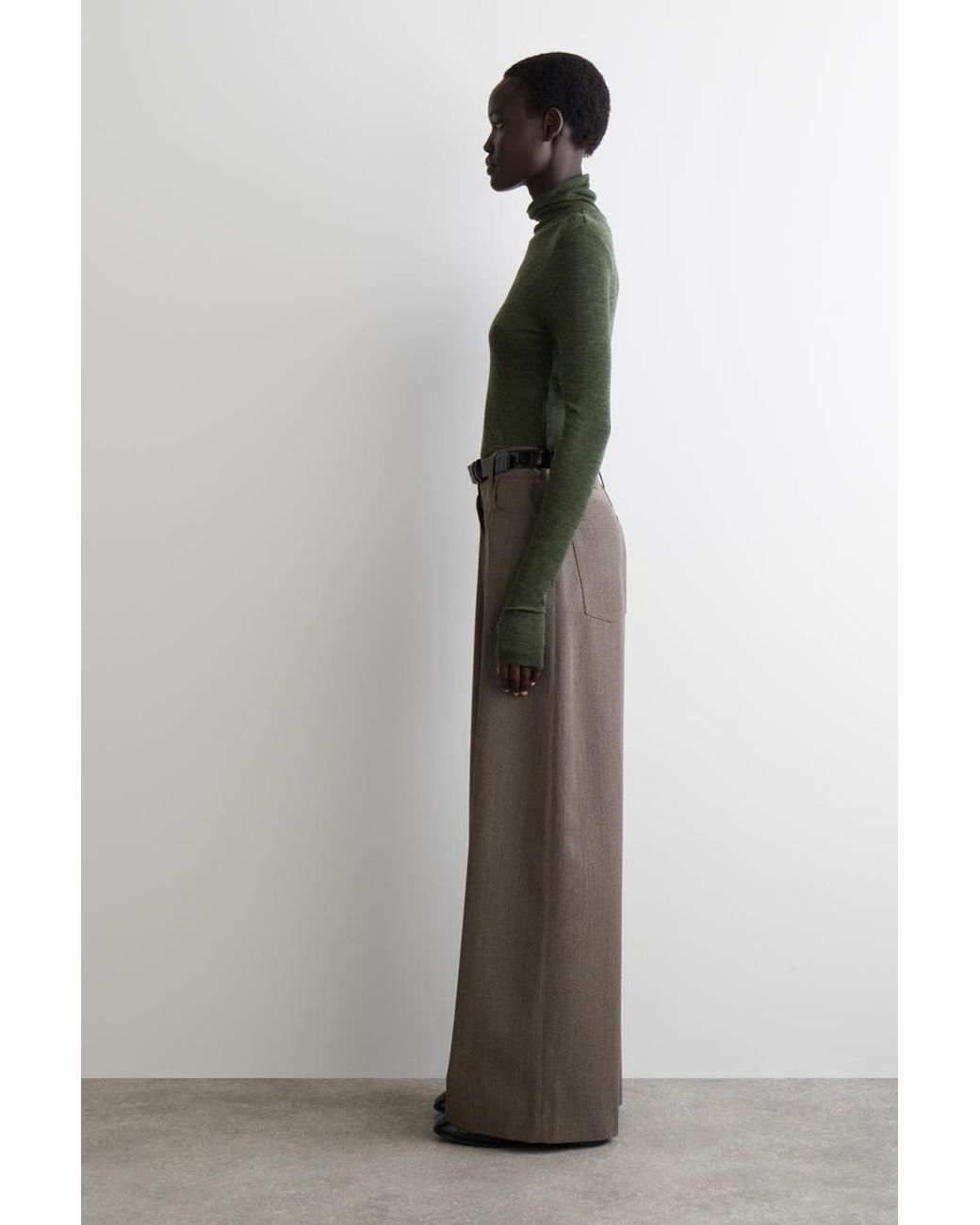 COS Regular Wool-blend Wide-leg Trousers in Brown | Lyst