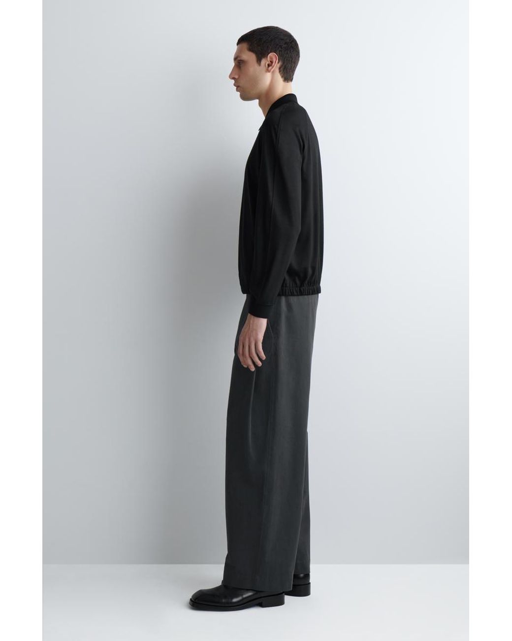 COS Wool-Jersey Bomber Jacket in Black for Men | Lyst UK