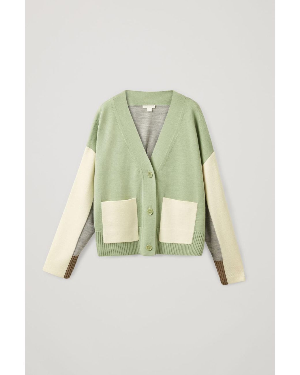 COS Colour-block Wool Cardigan in Green - Lyst