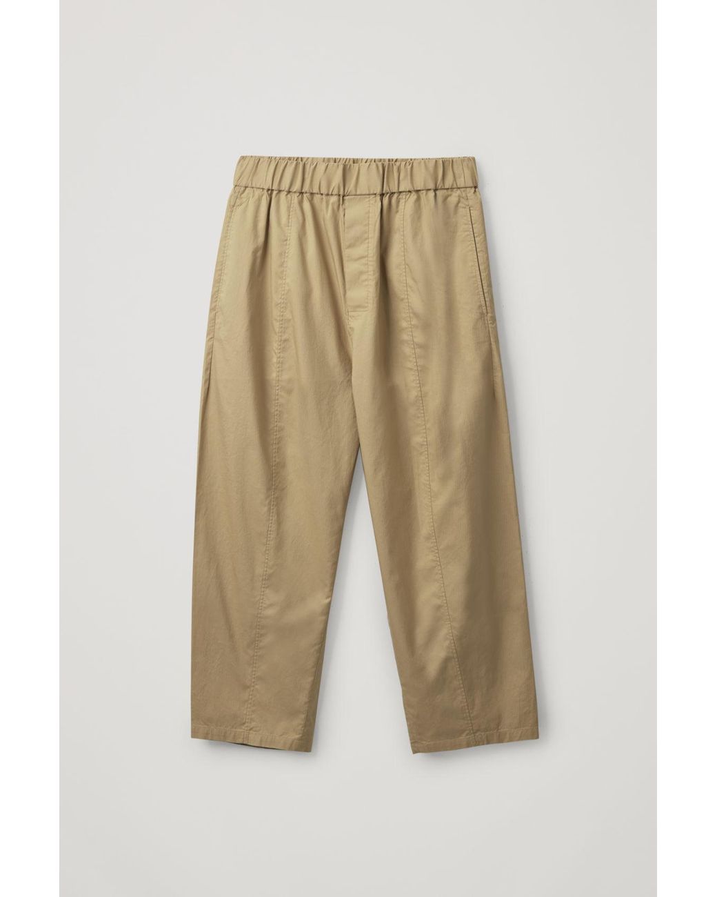 COS Elasticated Barrel-leg Trousers in Natural for Men | Lyst