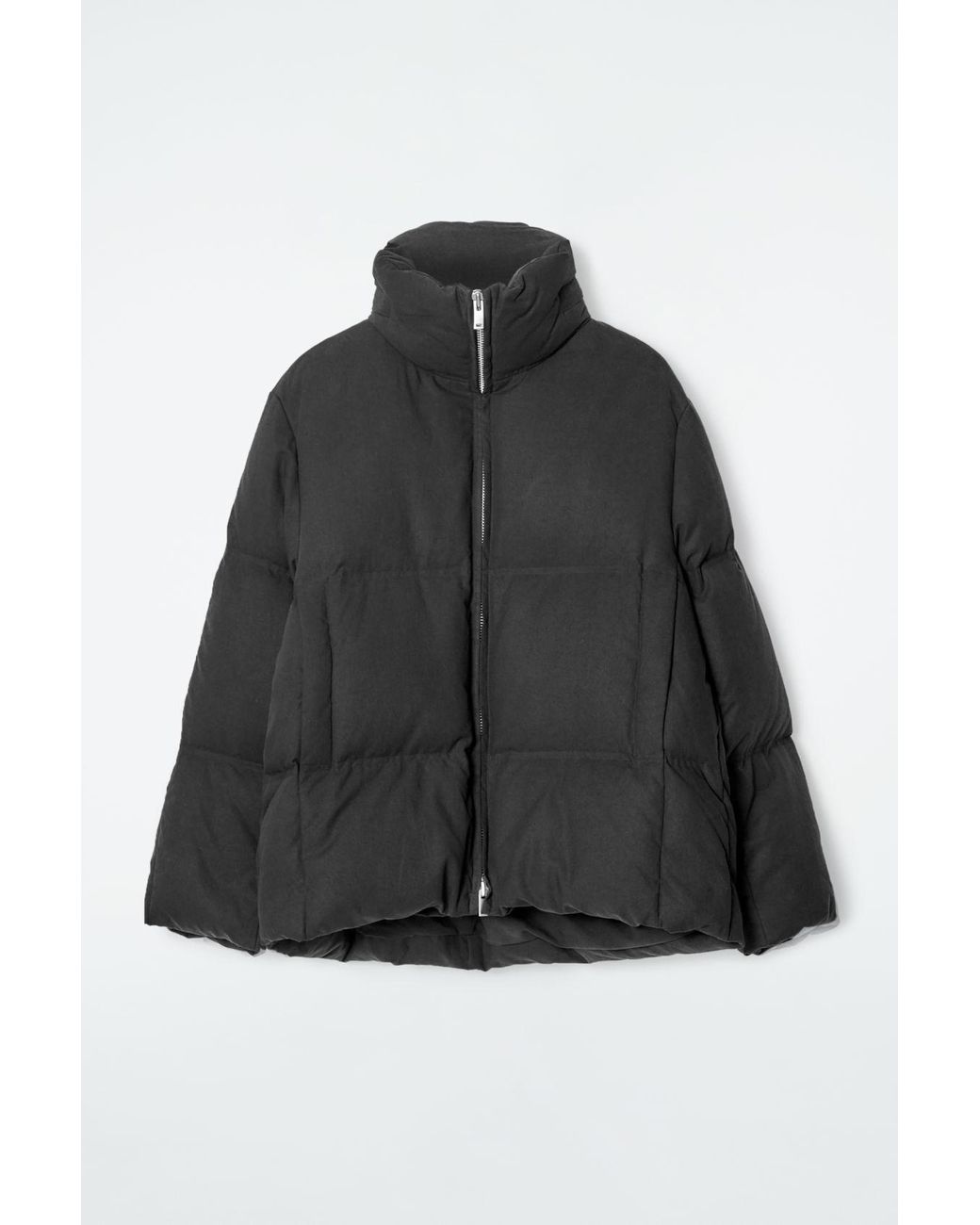 COS Oversized Hooded Down Puffer Jacket in Black | Lyst