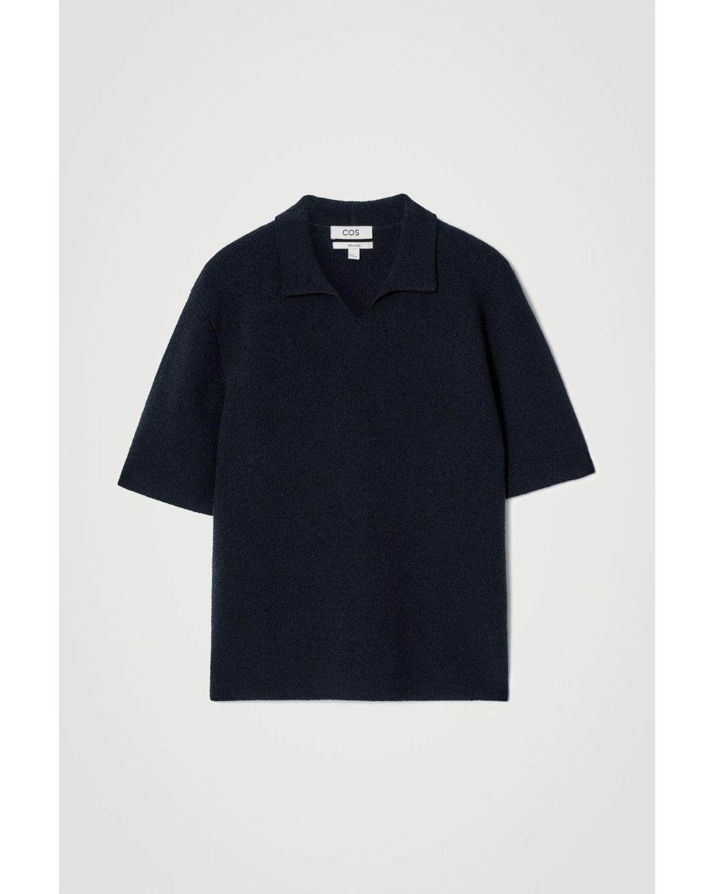 COS Open-collar Bouclé-knit Polo Shirt in Blue for Men | Lyst