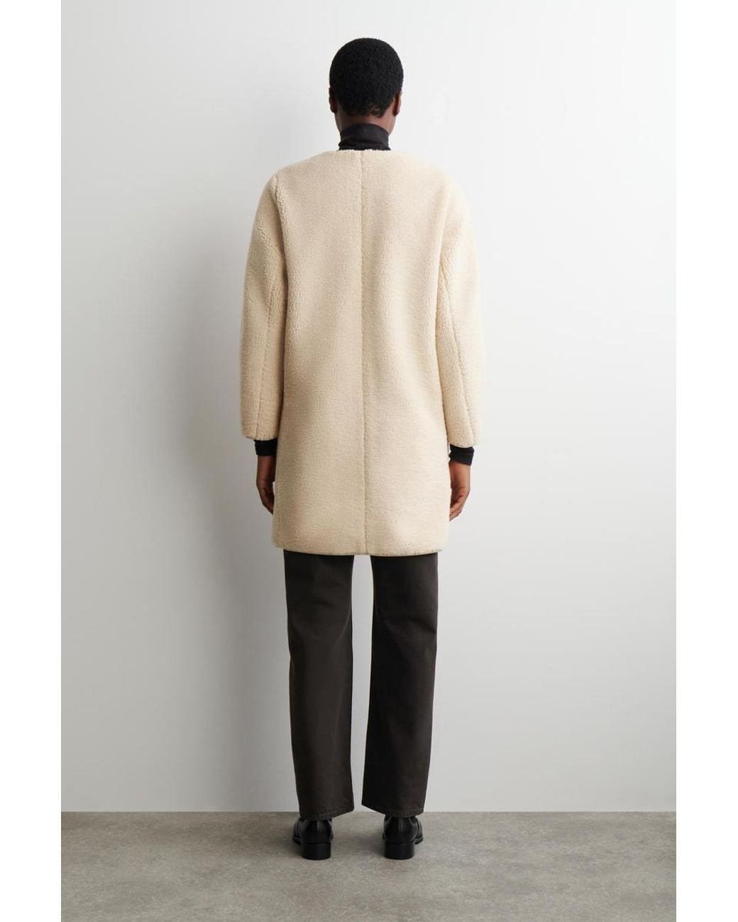 COS Longline Teddy Jacket in Natural | Lyst UK