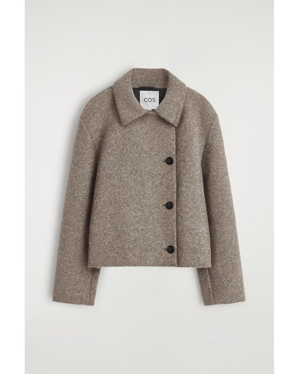 COS Boiled Wool-Blend Short Jacket in Natural | Lyst