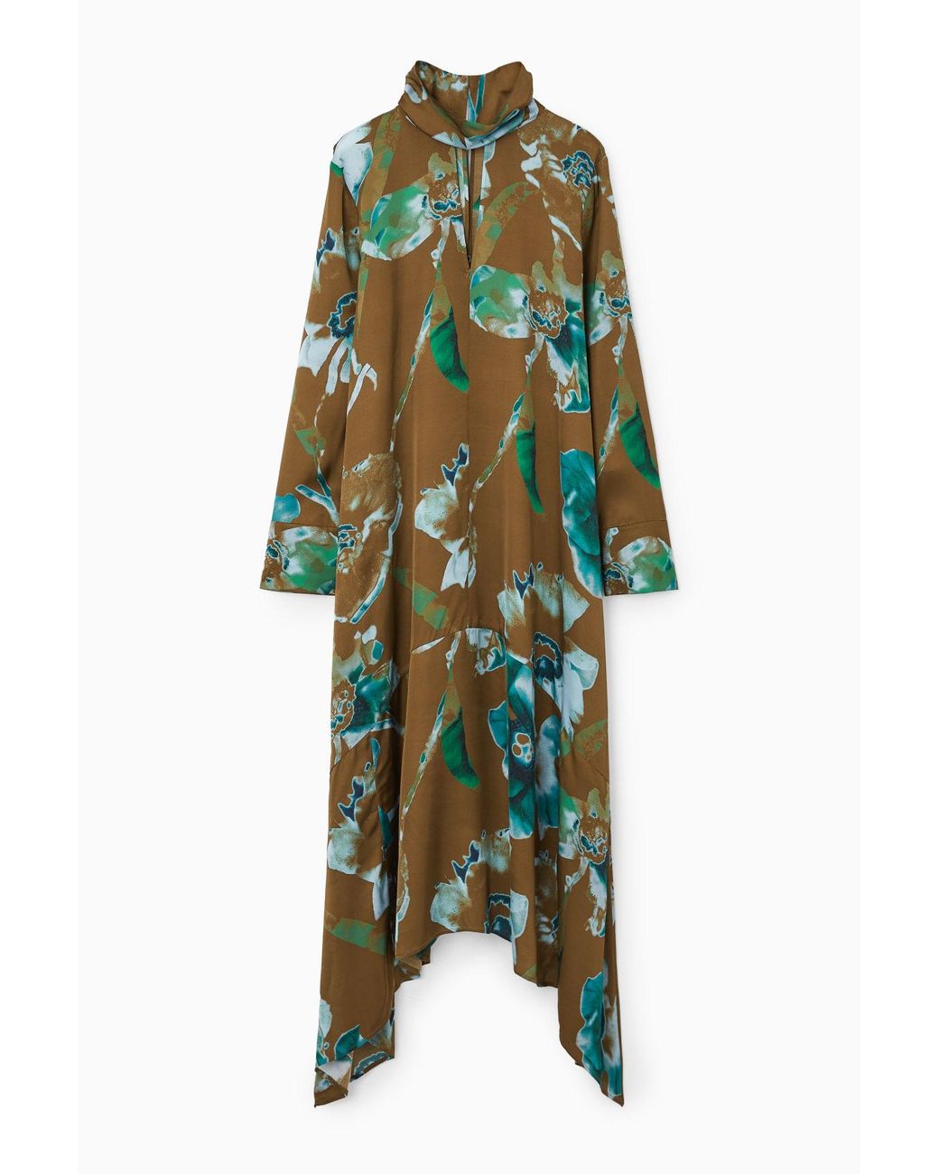 COS Asymmetric Tortoiseshell-print Dress in Green | Lyst