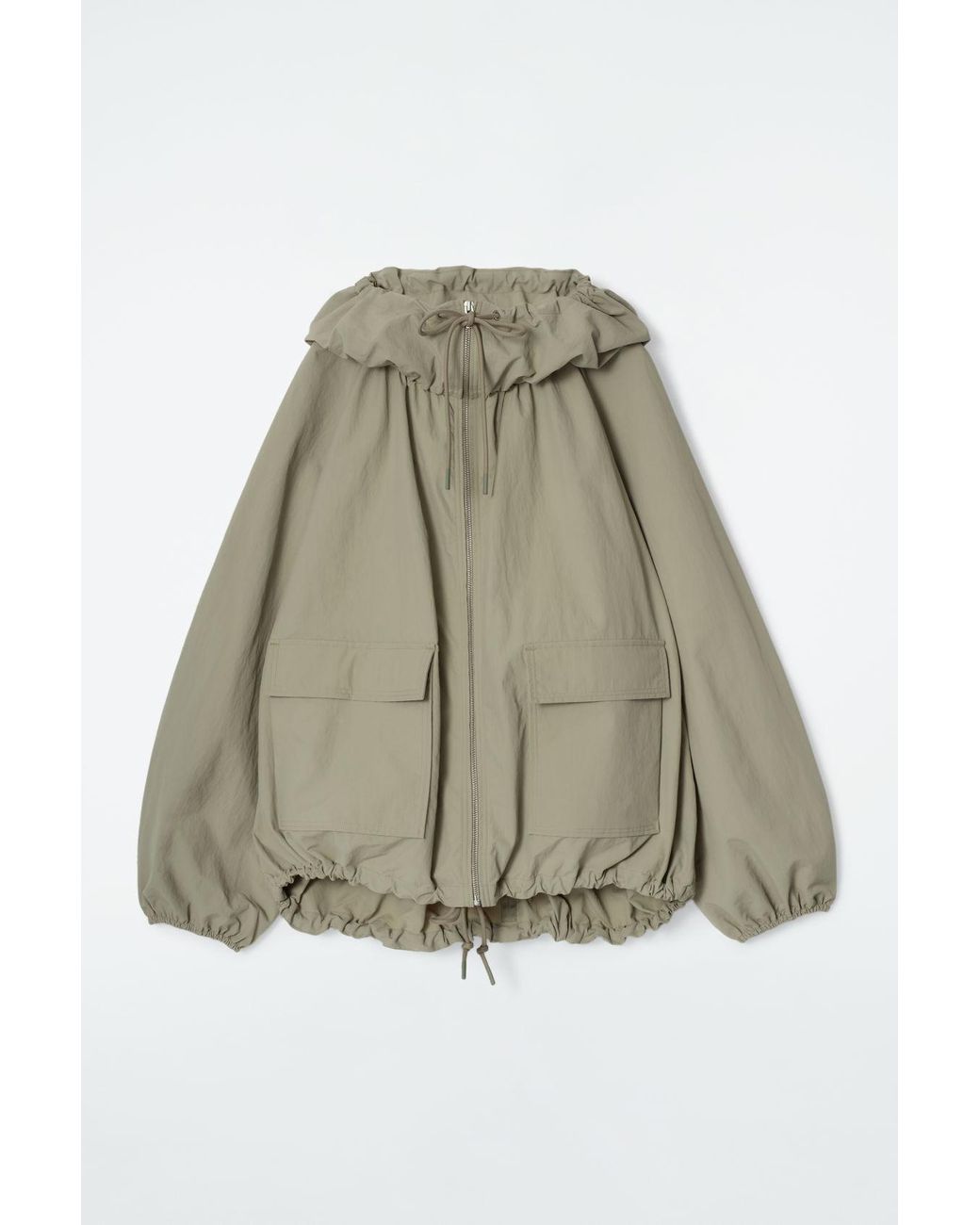 COS Technical Hooded Parka Jacket in Natural | Lyst