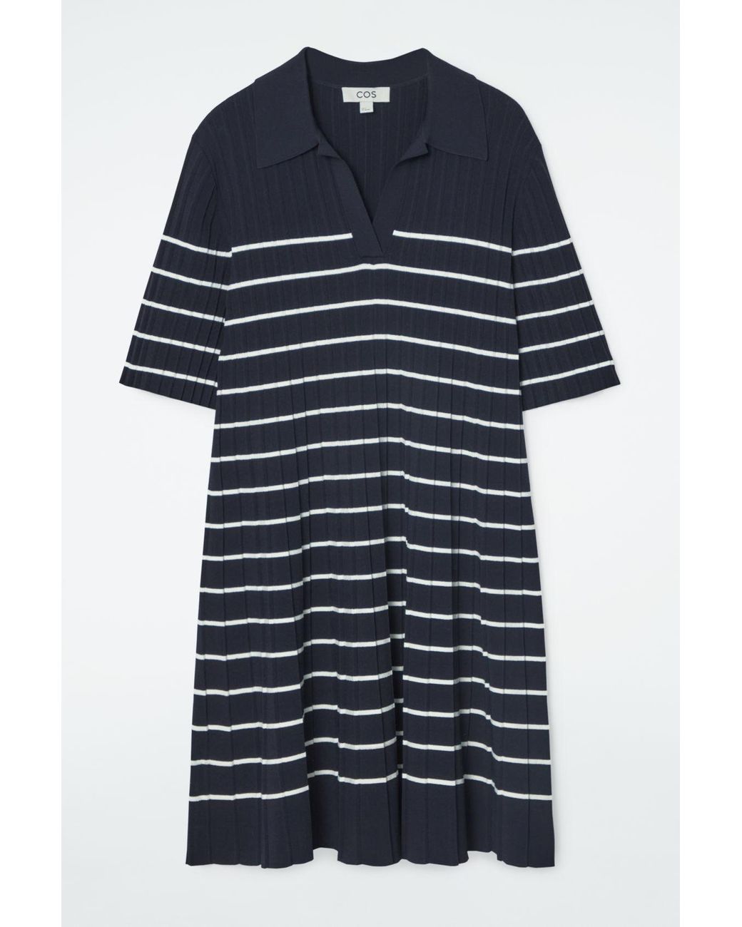 COS Striped Knitted Mini Polo Dress in Blue | Lyst