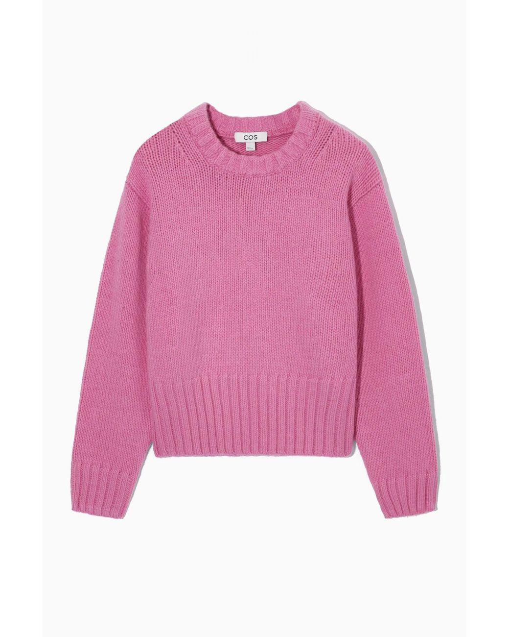 COS Relaxed-fit Cropped Wool-blend Sweater in Pink | Lyst