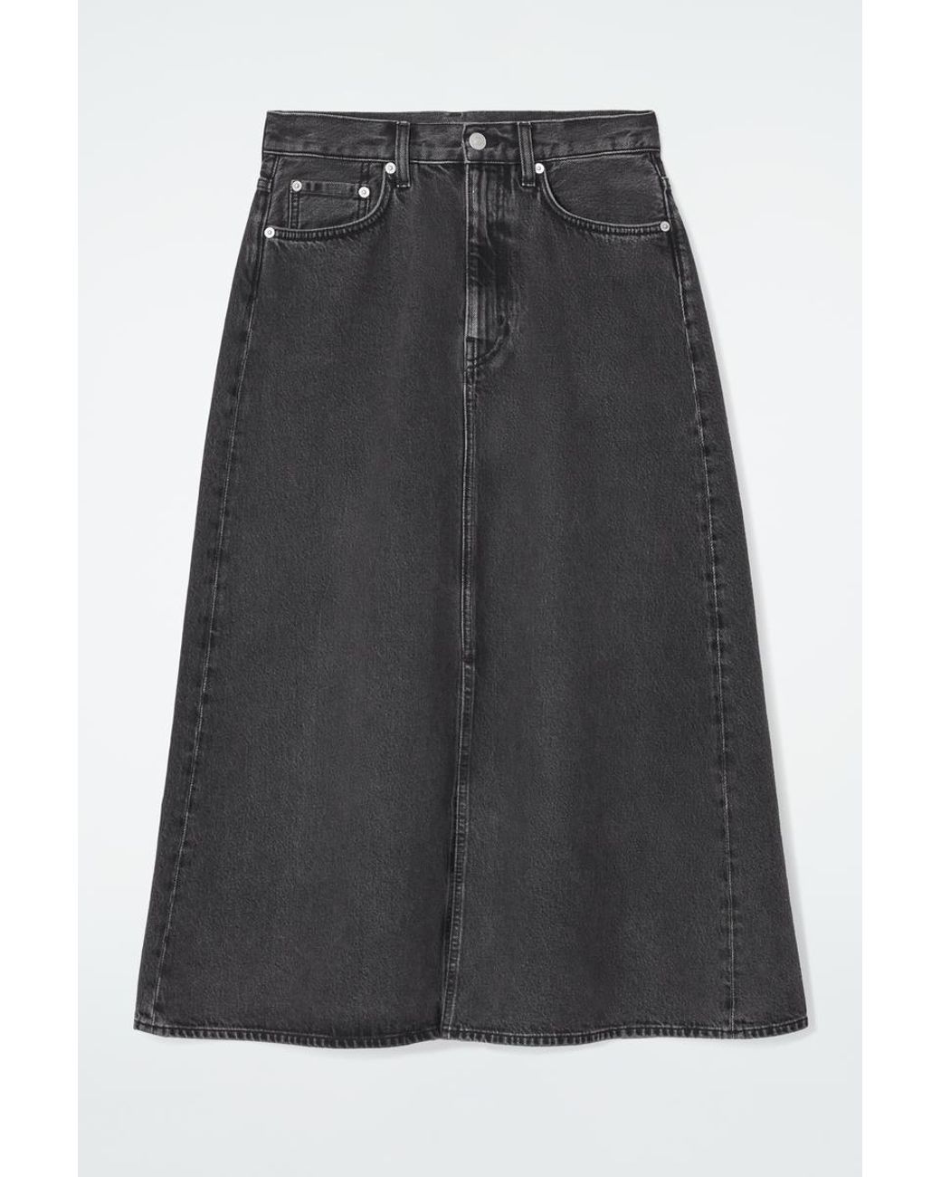 COS A-line Denim Midi Skirt in Gray | Lyst
