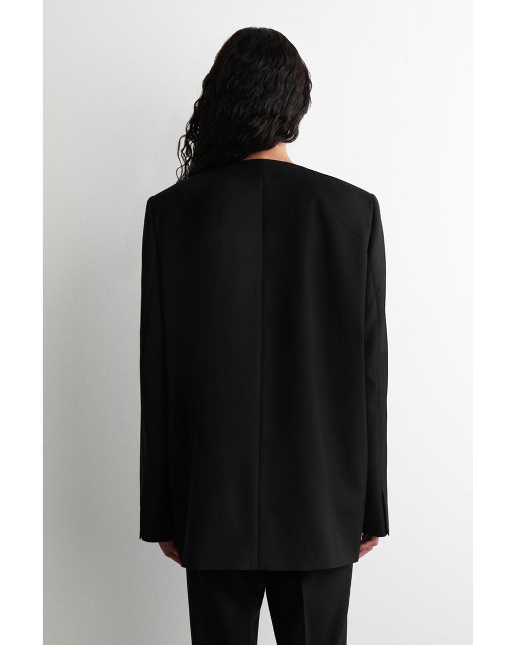 COS Structured Collarless Wool Blazer in Black | Lyst