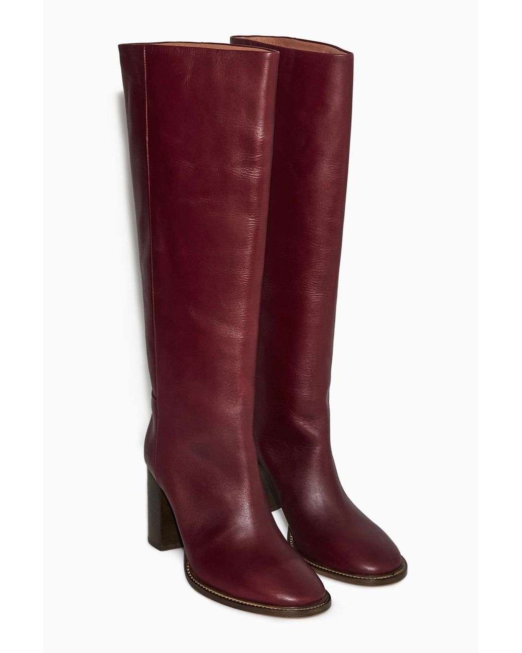 COS Knee-high Leather Boots in Red | Lyst