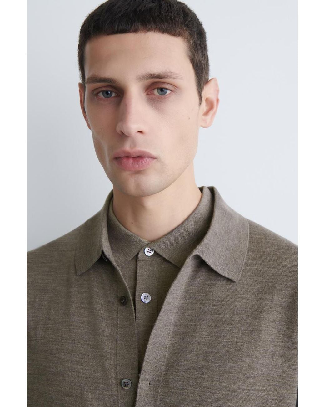 COS Knitted Merino Wool Shirt in Brown for Men | Lyst UK