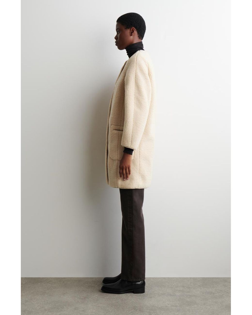 COS Longline Teddy Jacket in Natural | Lyst UK