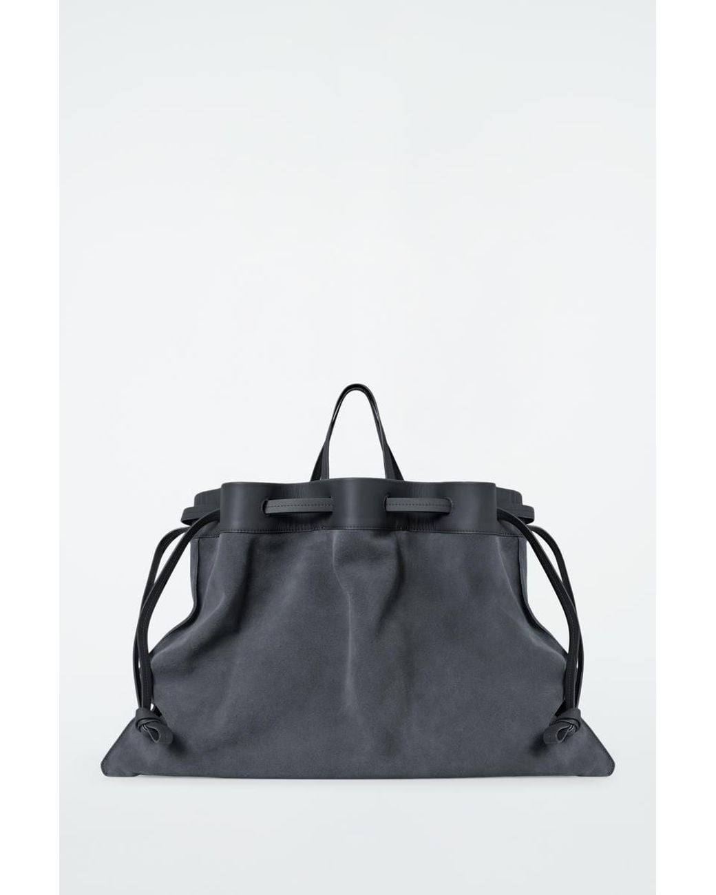 COS Suede Drawstring Tote Bag in Black | Lyst