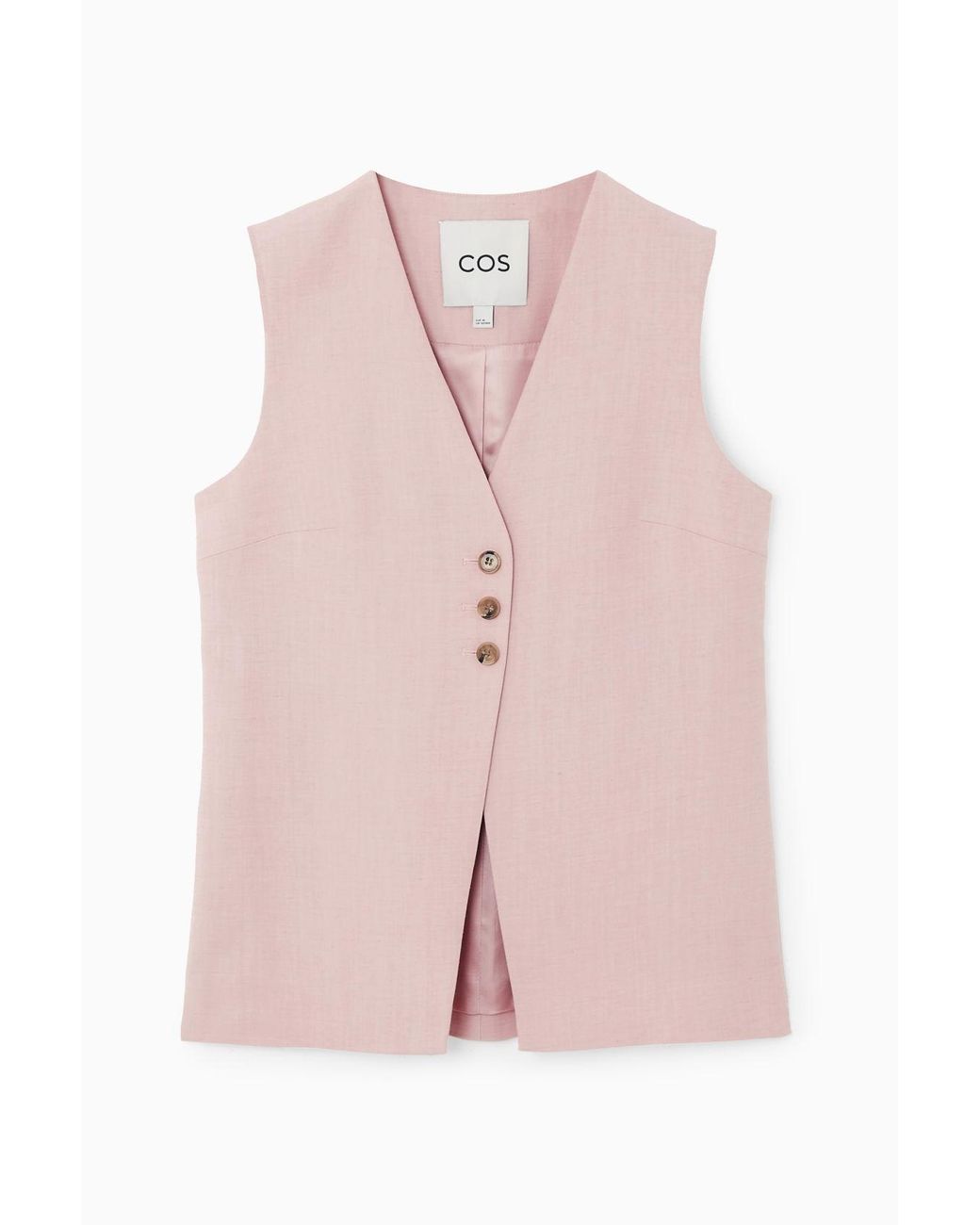 COS Longline Linen-blend Vest in Pink | Lyst