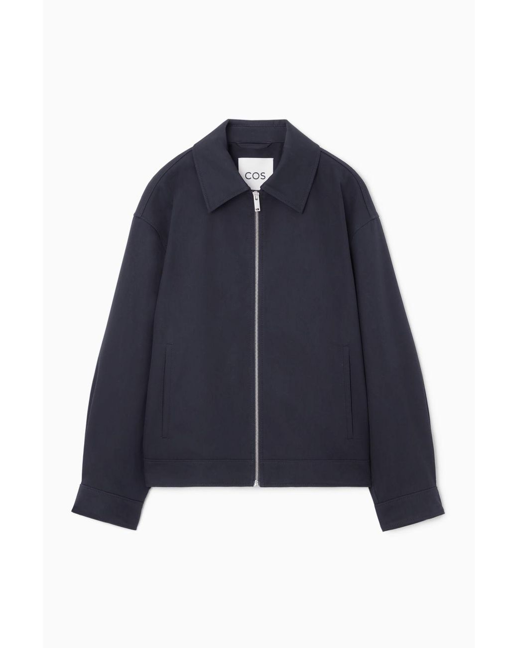 COS Collared Cotton Jacket in Blue | Lyst