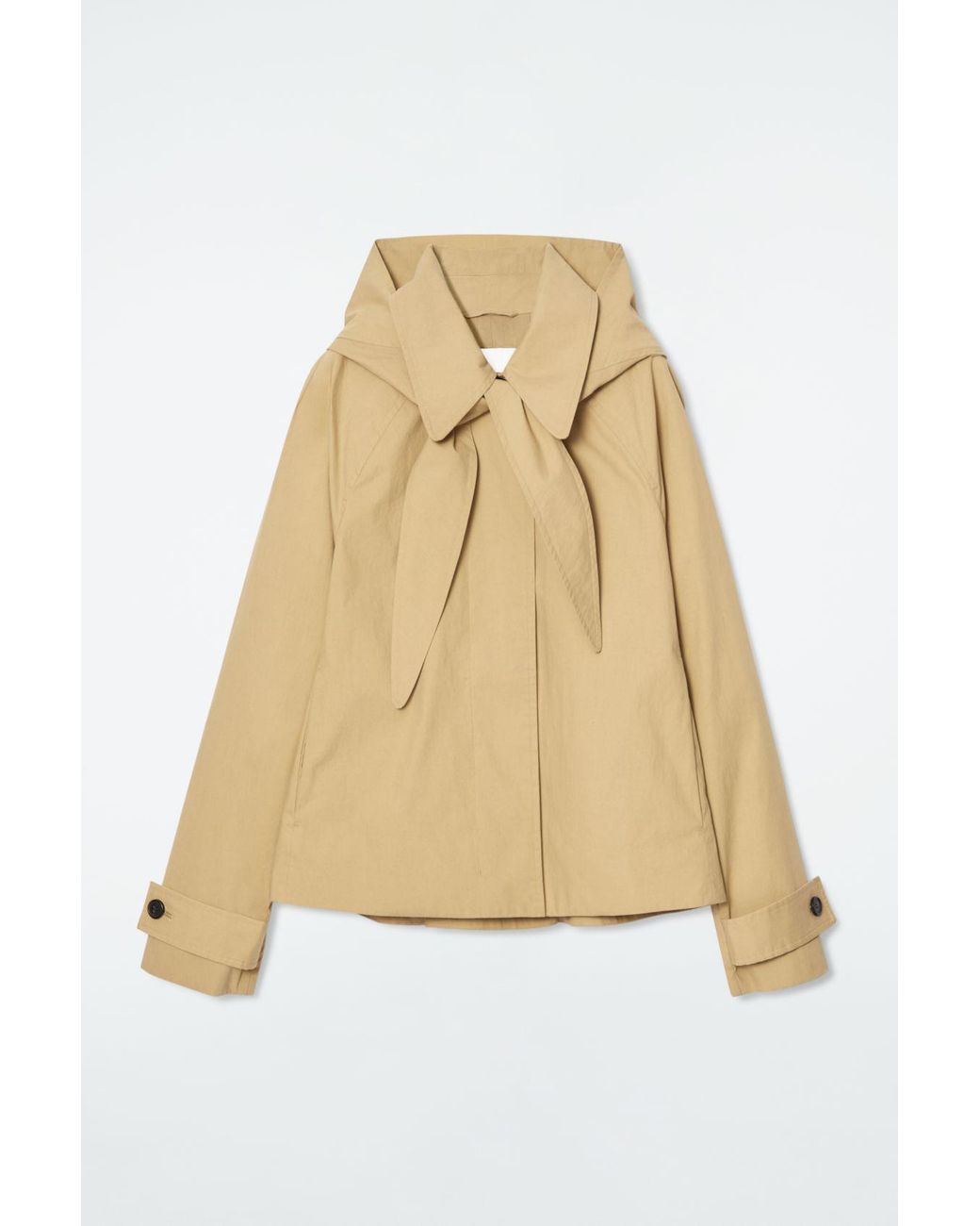 COS Detachable-hood Short Trench Coat in Natural | Lyst