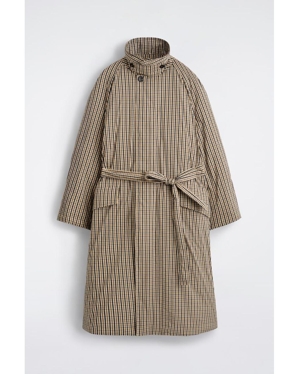 COS Padded Belted Funnel-Neck Long Coat in Natural for Men | Lyst