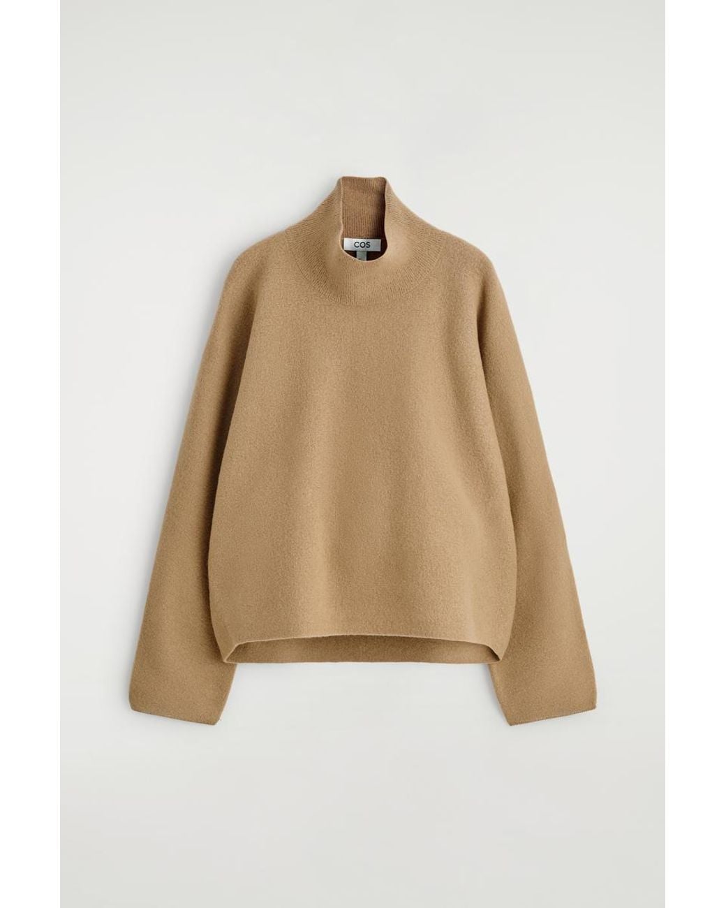 COS Boiled-Wool Funnel-Neck Jumper in Natural | Lyst