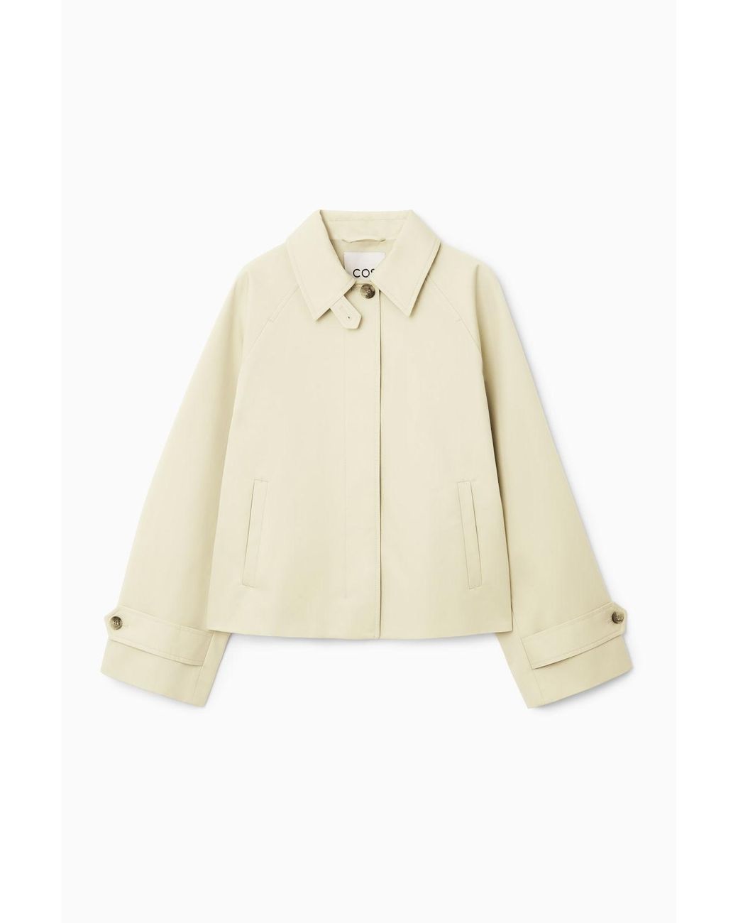 COS Short Twill Trench Coat in Natural | Lyst