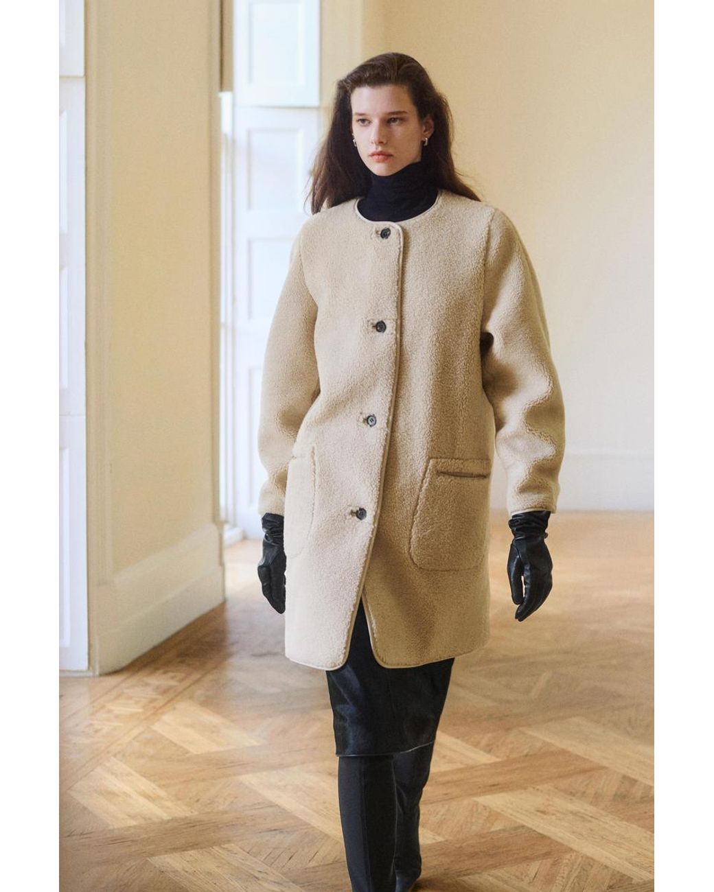 COS Longline Teddy Jacket in Natural | Lyst UK