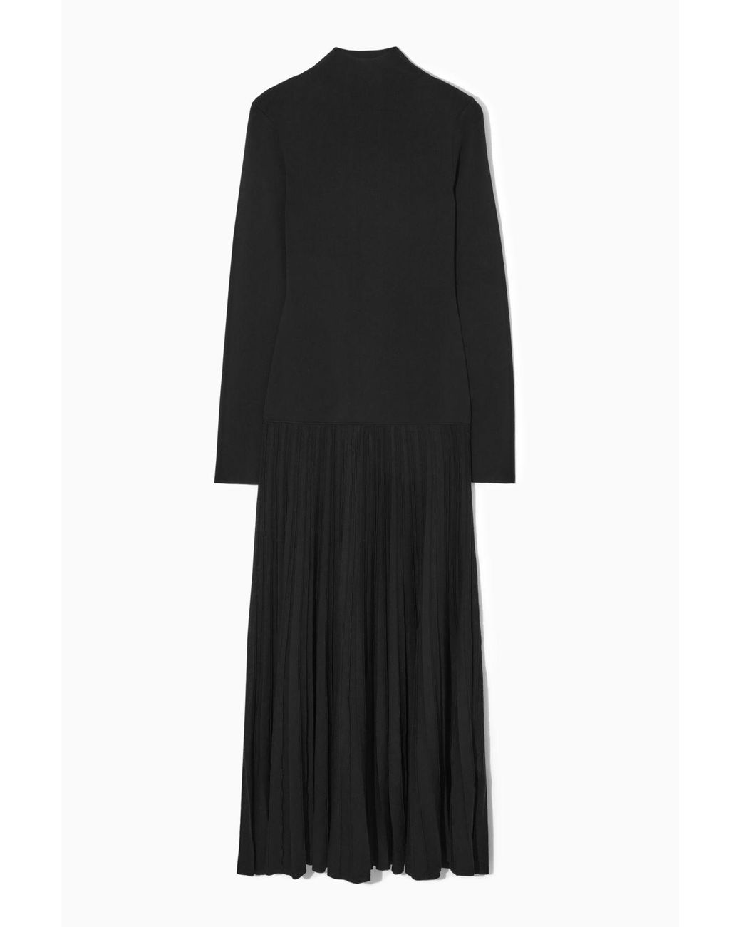COS Pleated Knitted Turtleneck Maxi Dress in Black | Lyst