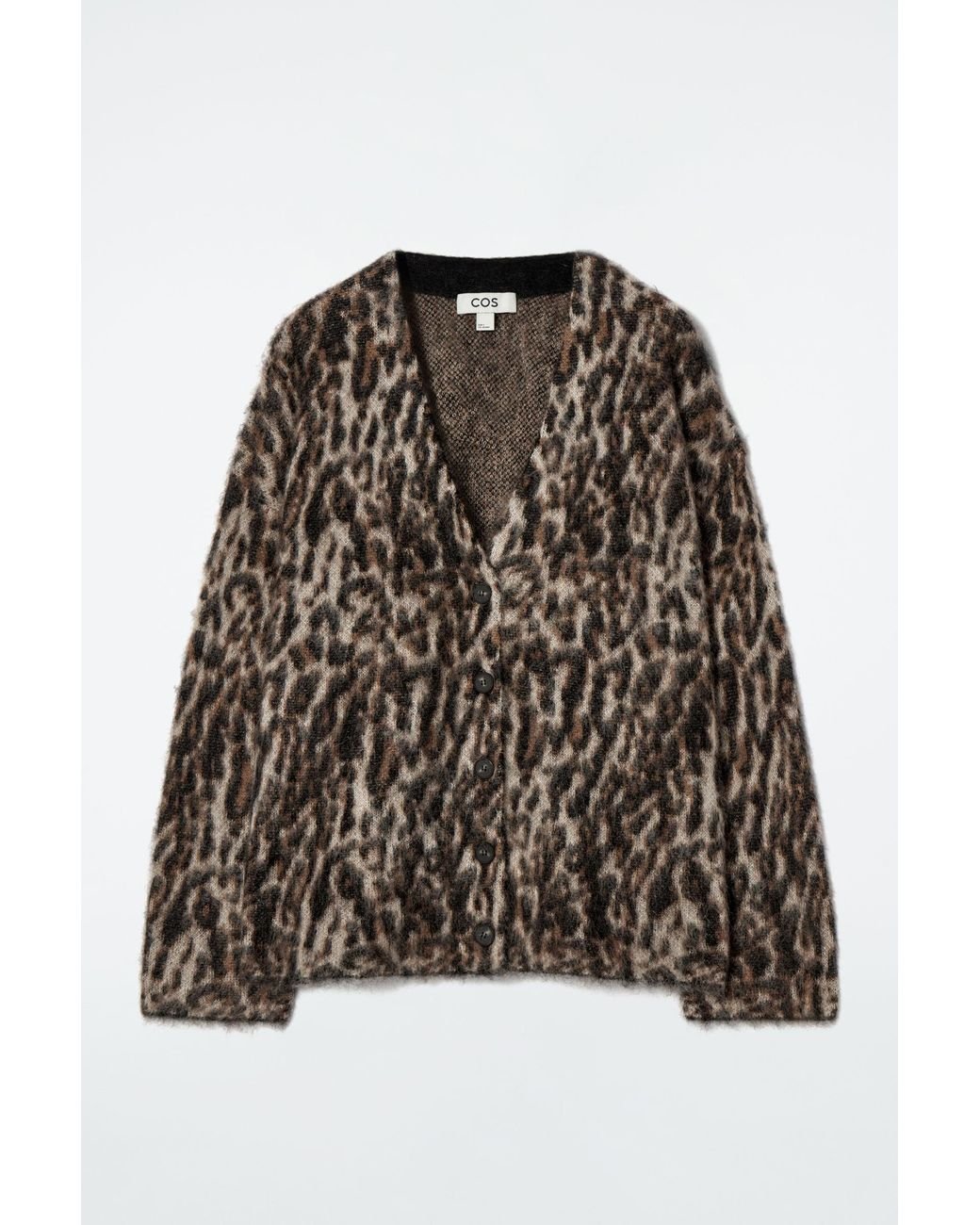 COS Leopard-jacquard Mohair-blend Cardigan in Brown | Lyst UK