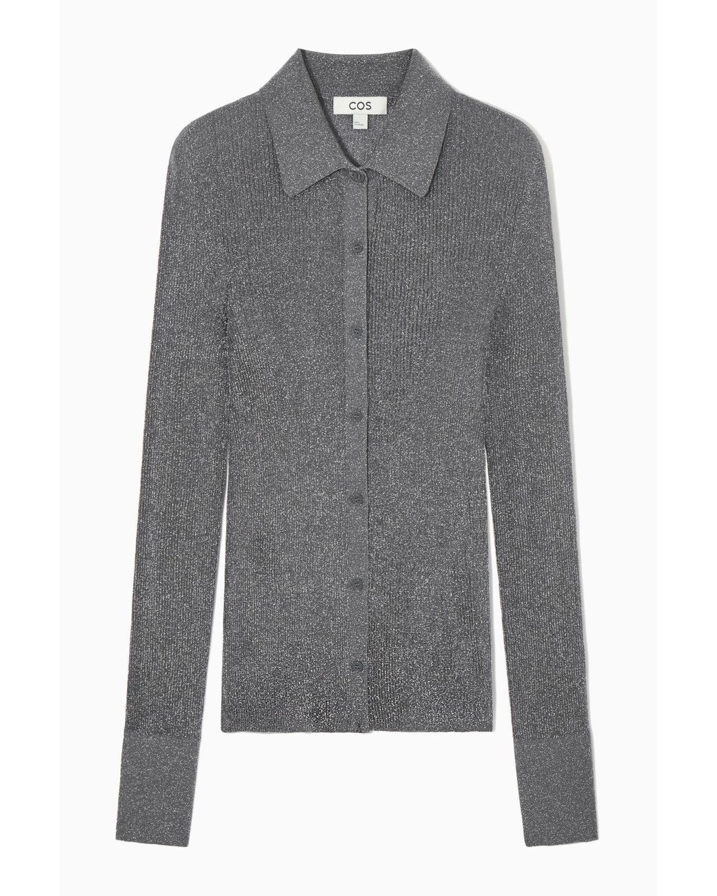 COS Sparkly Ribbed-knit Shirt in Gray | Lyst