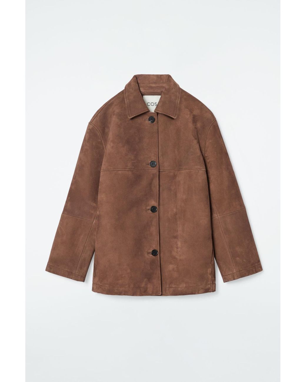 COS Collared Suede Jacket in Brown | Lyst