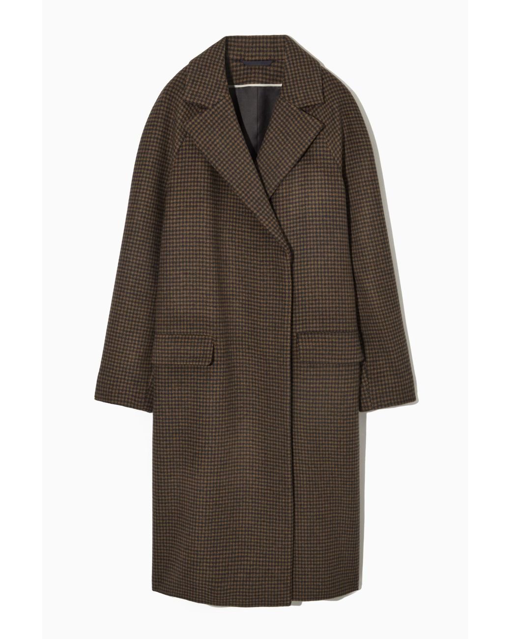 COS Houndstooth Wool-blend Coat in Brown | Lyst UK
