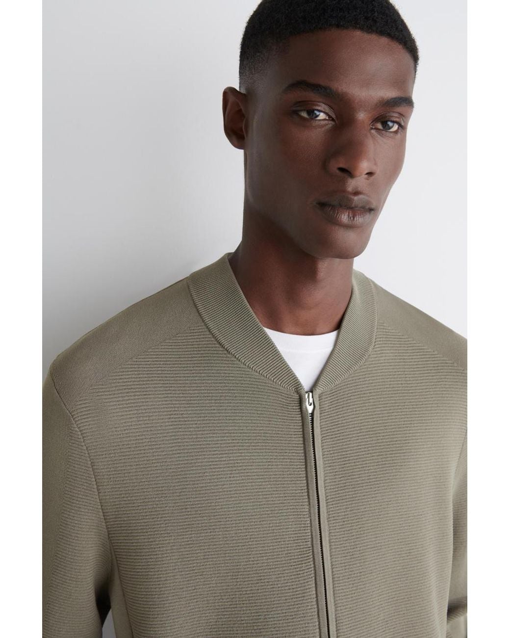 COS Textured Knitted Bomber Jacket in Grey for Men | Lyst UK