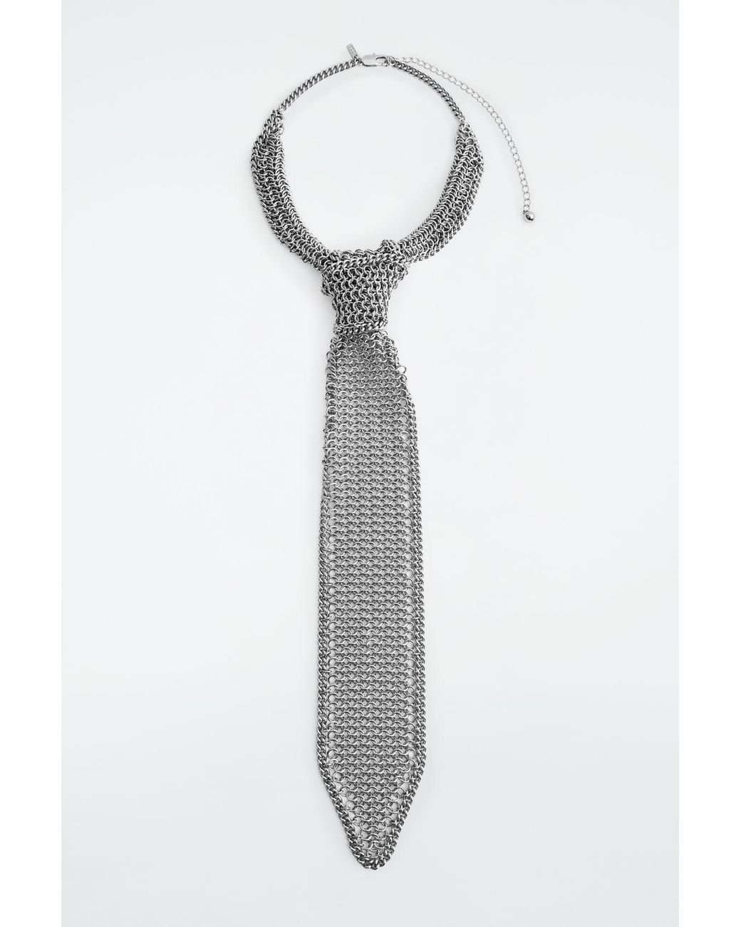 COS Chainmail Tie in White | Lyst