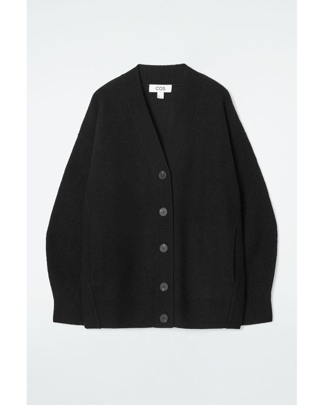 COS Oversized Boiled Merino Wool Cardigan in Black | Lyst